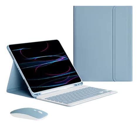 Capa Protetora Teclado Mouse Para Galaxy Tab A7 Lite Cor Mist Blue Blue Keyboard Blue