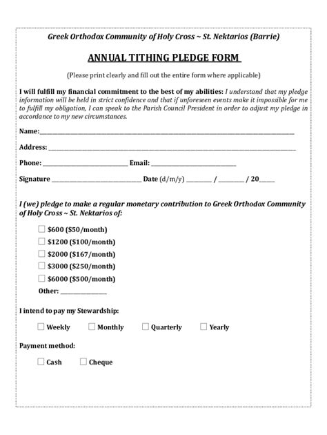 Annual Tithing Pledge Form Fill Out And Sign Online Dochub