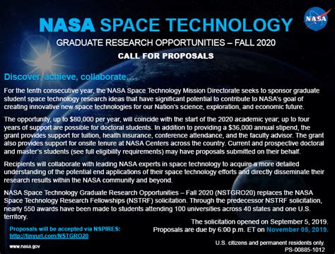 2020 Nasa Space Technology Graduate Research Opportunities Nstgro20