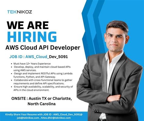 Teknikoz On Linkedin Hiring Awsdeveloper Cloudapideveloper Teknikoz Texas Charlotte Us