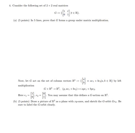Solved Consider The Following Set Of X Real Matrices Chegg
