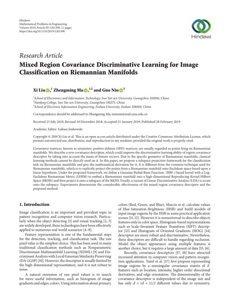 Pdf Mixed Region Covariance Discriminative Learning For Image