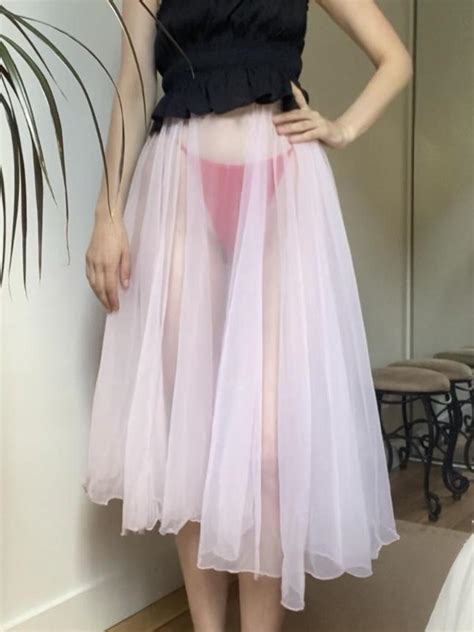 Amazing Tulle Sheer Pink Skirt See Through No Depop