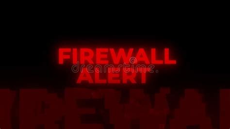 Firewall Alert Red Warning Error Alert Computer Virus Alert Hacking Message With Glitch And