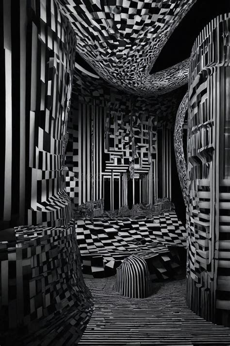 Dynamic Three Dimensional Optical Art Installation Stock Image Image