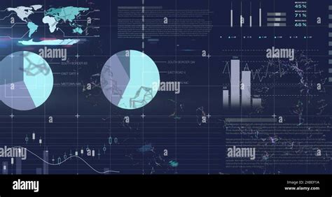 Image Of Statistical Data Processing And Digital Wave Against Blue