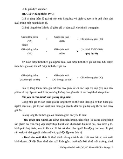 Hướng dẫn tính toán chỉ tiêu giá trị sản xuất (go) chi phí trung gian ...