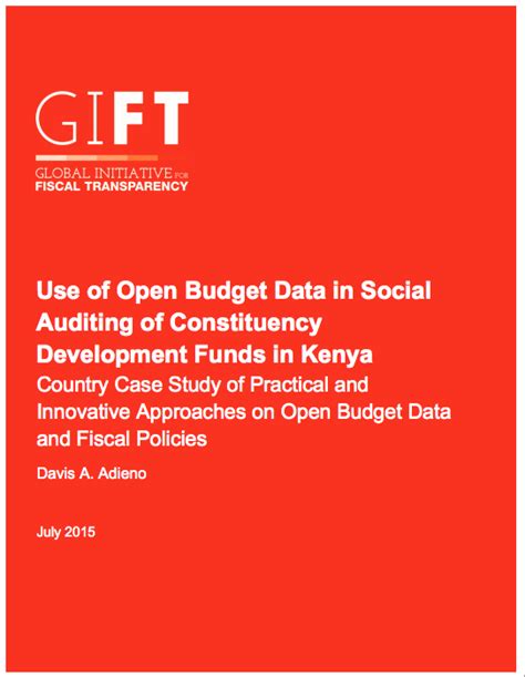 Use Of Open Budget Data In Social Auditing Of Constituency Development