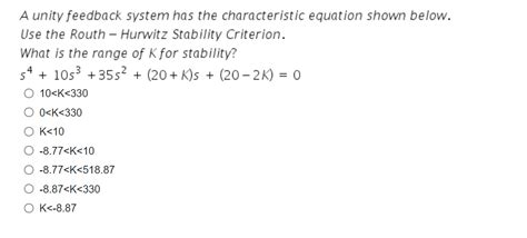 Solved A Unity Feedback System Has The Characteristic Chegg