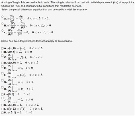 Solved A String Of Length L Is Secured At Both Ends The Chegg