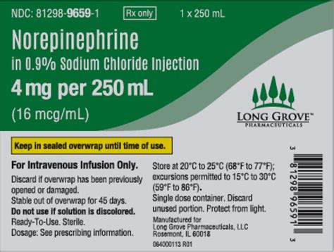 Norepinephrine Package Insert Prescribing Info Moa