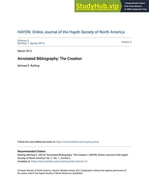 Annotated Bibliography The Creation Pdf