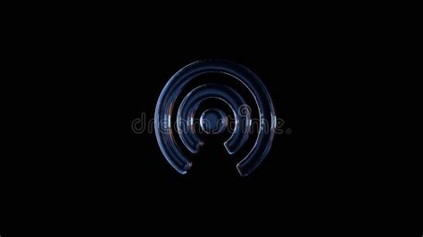 3d Rendering Glass Symbol Of Connection Isolated On Black With Reflection Stock Illustration