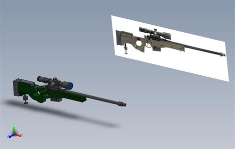 Awm狙击手步枪 Solidworks 2017 模型图纸免费下载 懒石网