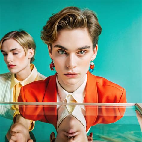 A Woman With A Red Jacket That Says Quot She Is Looking Up Quot Premium AI Generated Image