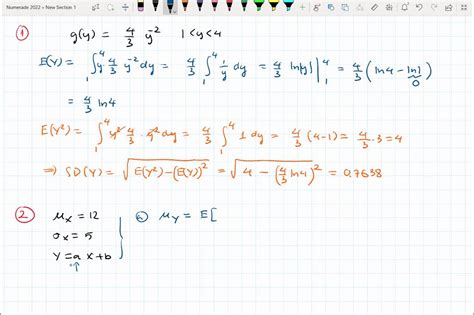 Solved Calculate Ey And Sdy For The Random Variable Y With Pdf Gyy 32 1