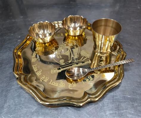 Golden Brass Pooja Set At ₹ 450set In Vrindavan Id 24473190655