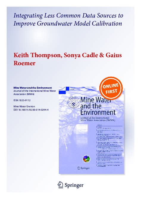 Pdf Integrating Less Common Data Sources To Improve Groundwater Model