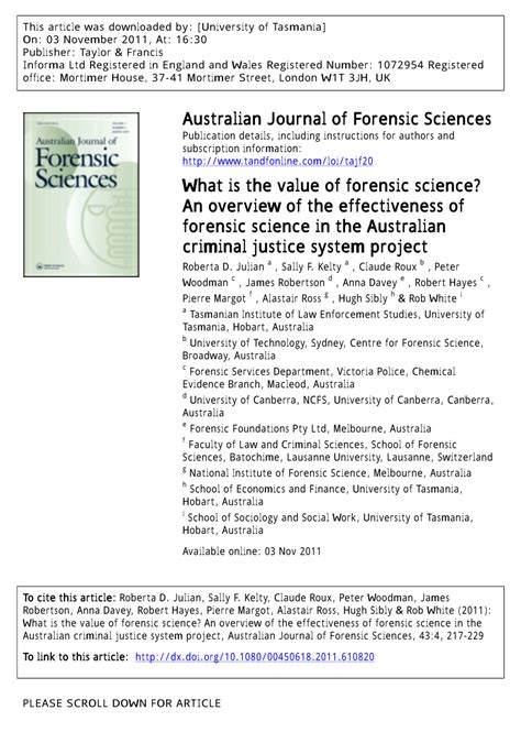 Pdf What Is The Value Of Forensic Science An Overview Of The Effectiveness Of Forensic