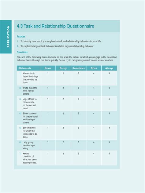 43 Task And Relationship Questionnaire Pdf Leadership