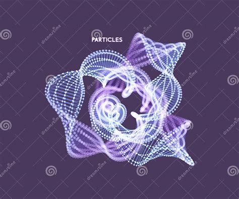 Object With Dots Molecular Grid 3d Technology Style With Particle