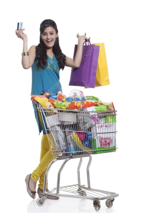 쇼핑 카트를 들고 있는 여성의 초상화 사진 배경 및 무료 다운로드를위한 그림 Pngtree