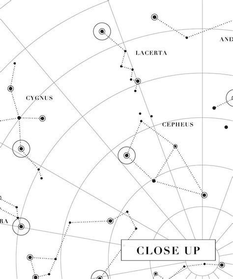 White Constellation Star Chart Map Night Sky Space Northern Etsy Polska