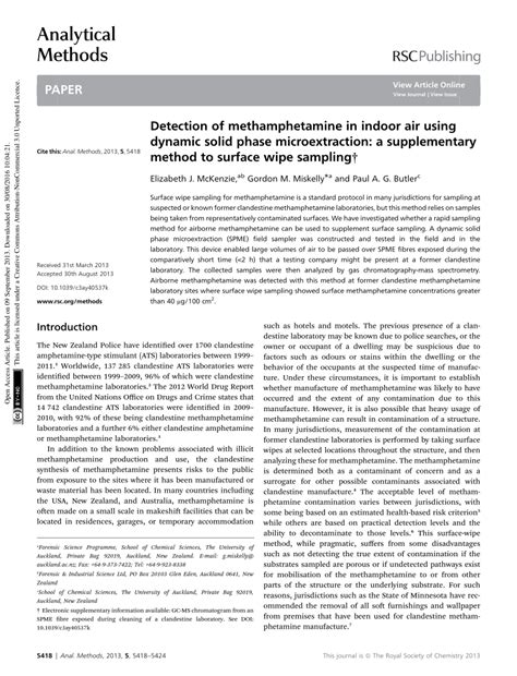Pdf Detection Of Methamphetamine In Indoor Air Using Dynamic Solid Phase Microextraction A