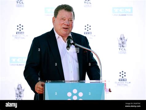 Actor William Shatner Makes A Speech During A Hand And Footprint Ceremony For Actor Christopher