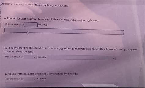 Solved Are These Statements True Or False Explain Your