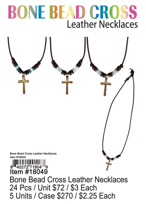 Bone Bead Cross Leather Necklaces Puka Creations