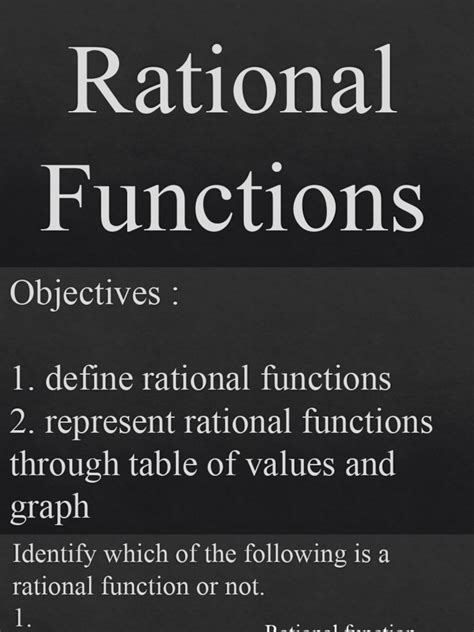 Rational Functions Table Of Values Pdf