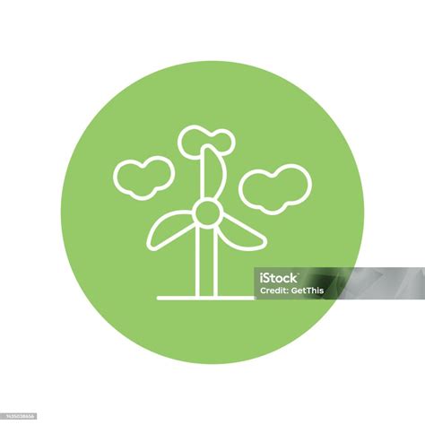 재생 가능 풍력 에너지 벡터 아이콘 일러스트 라인 컬러 Eps 10 풍차에서 전기로 변환 전력 환경 인식 기호 환경의 날 개념 웹 앱 개발자를 위해 흰색으로 격리 개념에