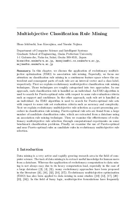 Pdf Multiobjective Classification Rule Mining