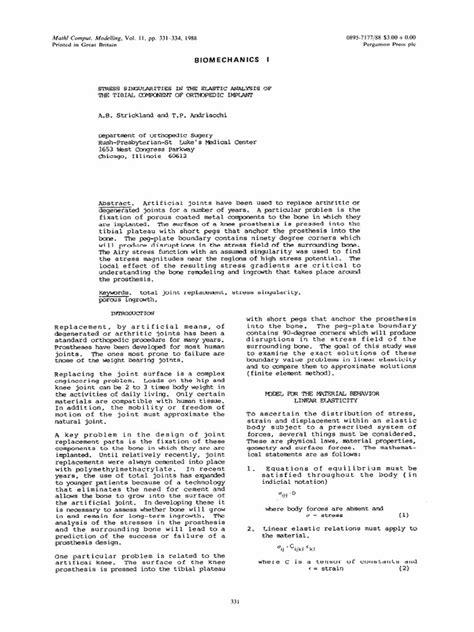 Stress Singularities In The Elastic Analysis Of The 1988