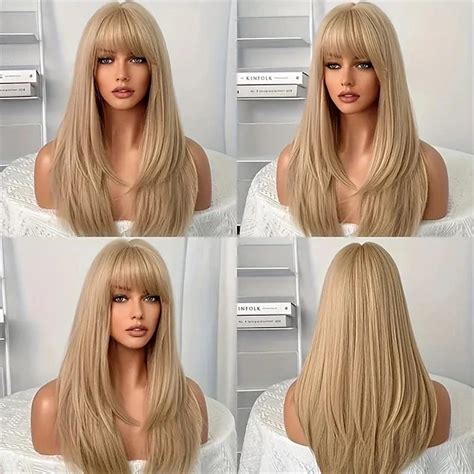 Long Straight Blonde Wig With Party Role Playing Lolita Synthetic Wig
