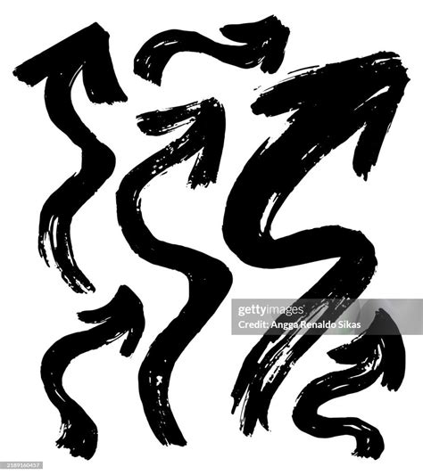 Curl Arrow Symbols In Black Paintbrush Strokes Style High Res Vector