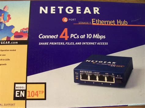 Netgear 4 Port 10base T Ethernet Hub En104tp Nib