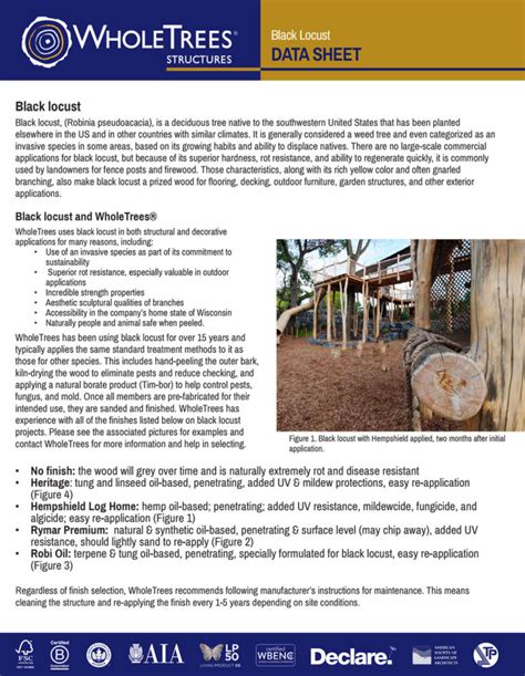 Wholetrees Structures Pdf Data Sheet Black Locust