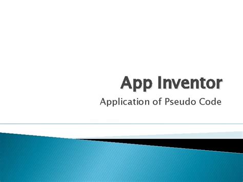 App Inventor Application Of Pseudo Code Learning Outcomes