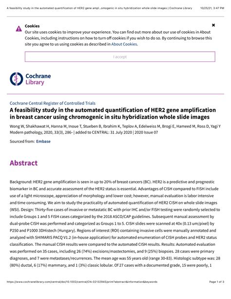 Pdf A Feasibility Study In The Automated Quantification Of Her2 Gene
