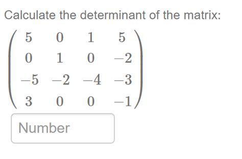 Solved Calculate The Determinant Of The Matrix Chegg