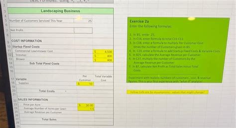 Solved Exercise 2a Enter The Following Formulas 1 In B5