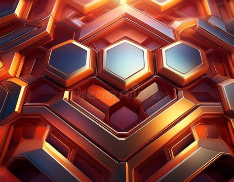 3d Background With Interconnected Hexagonal Patterns And Metallic Finish Stock Image Image Of