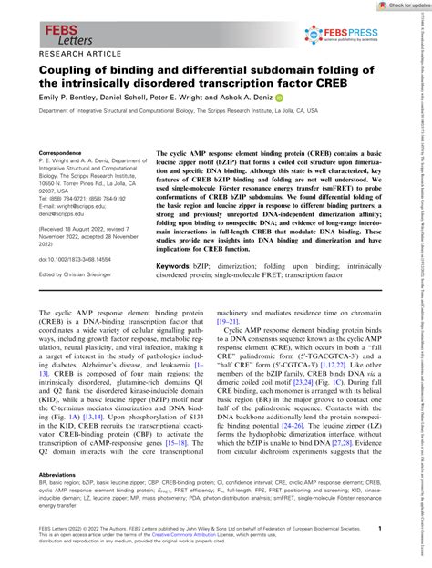 Pdf Coupling Of Binding And Differential Subdomain Folding Of The Intrinsically Disordered