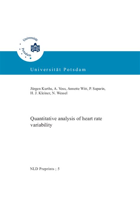 Pdf Quantitative Analysis Of Heart Rate Variability