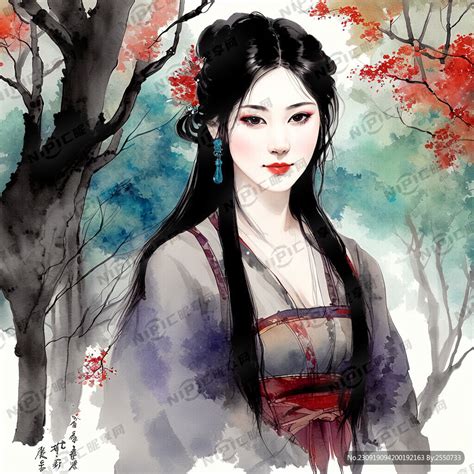 ai创作图美女森林 昵图网