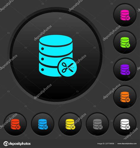 Database Cut Dark Push Buttons Vivid Color Icons Dark Grey Stock Vector Image By ©renegadehomie