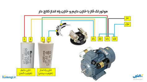 طریقه نصب خازن موتور تکفاز چهار سیم هواکش تک فاز سه سیم