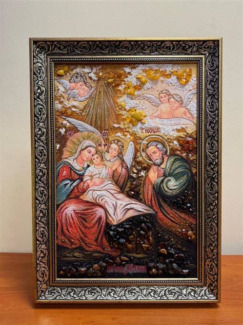 Сюжетна ікона з бурштину — ціна 1439 грн у каталозі Картини Купити